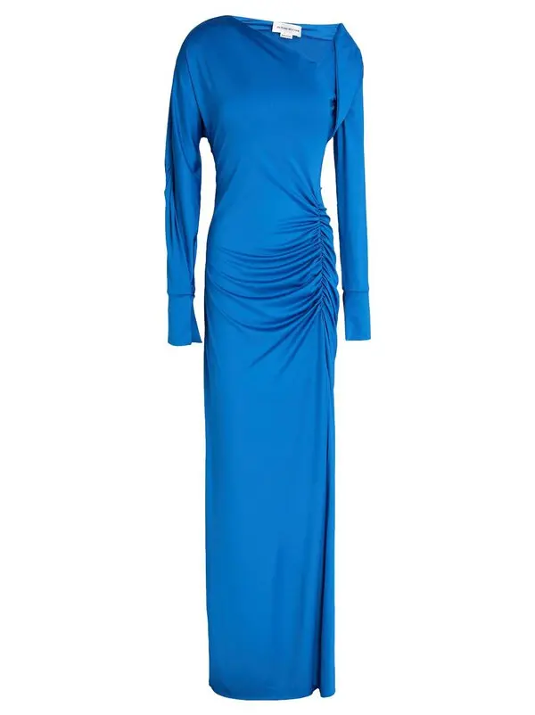 Victoria Beckham Asymmetric Ruched Stretch-jersey Maxi Dress - Cobalt Blue