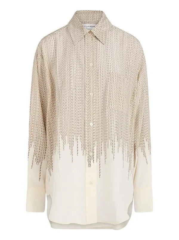 Victoria Beckham Printed Silk Crepe De Chine Shirt - Ivory