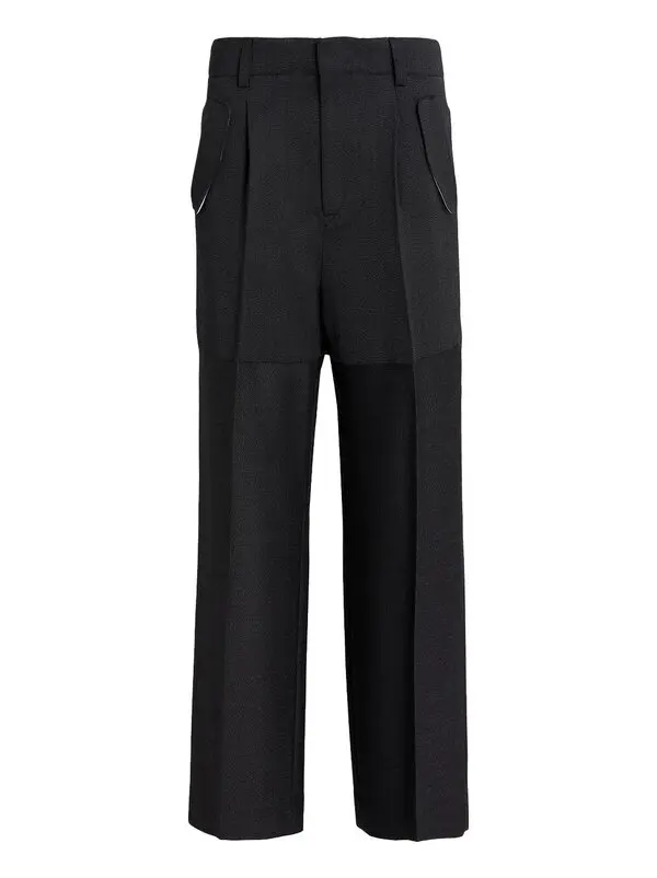 Victoria Beckham Wool Wide-leg Trousers - Dark Gray