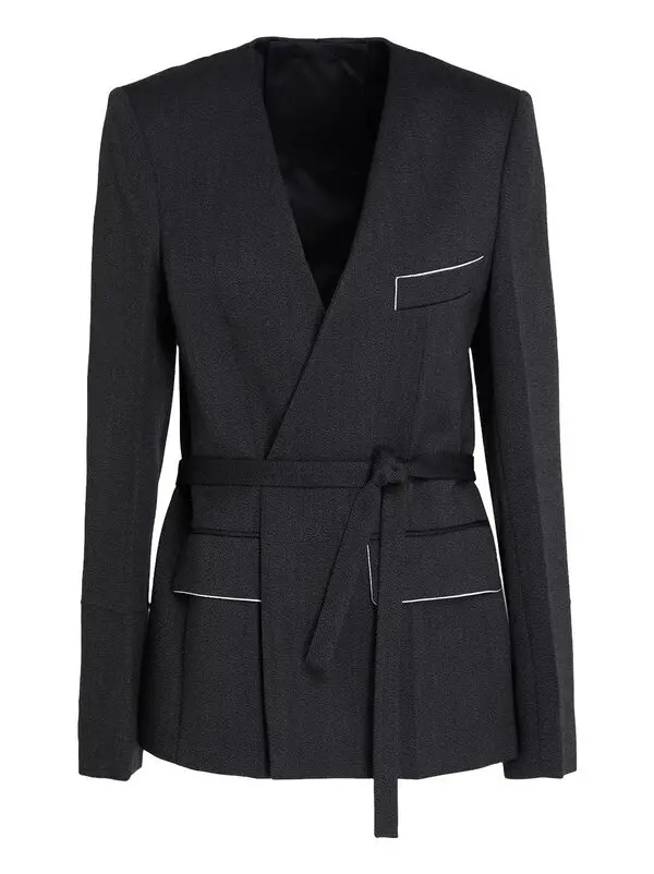 Victoria Beckham Belted Wool-twill Blazer - Dark Gray