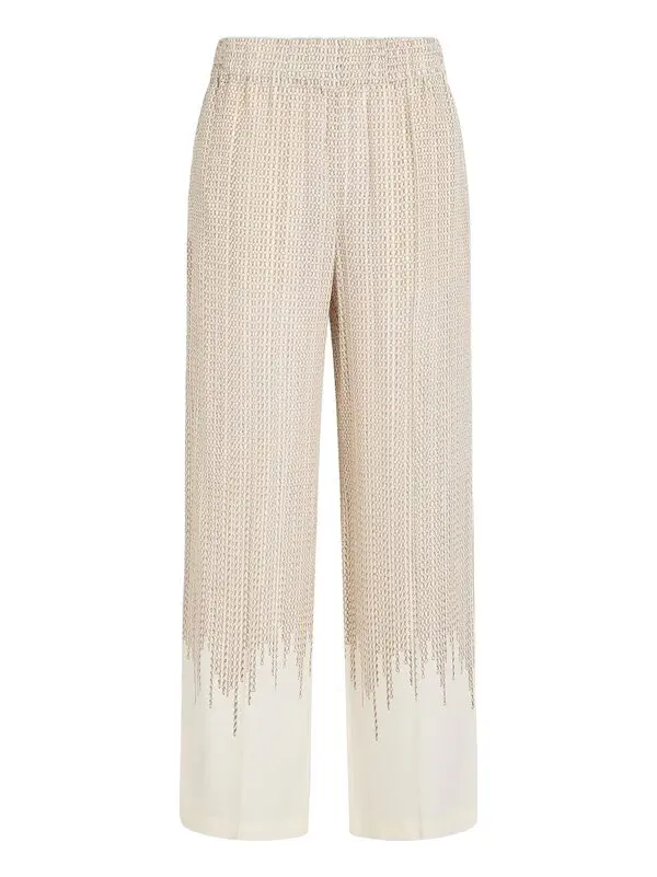 Victoria Beckham Printed Silk Crepe De Chine Wide-leg Pants - Ivory