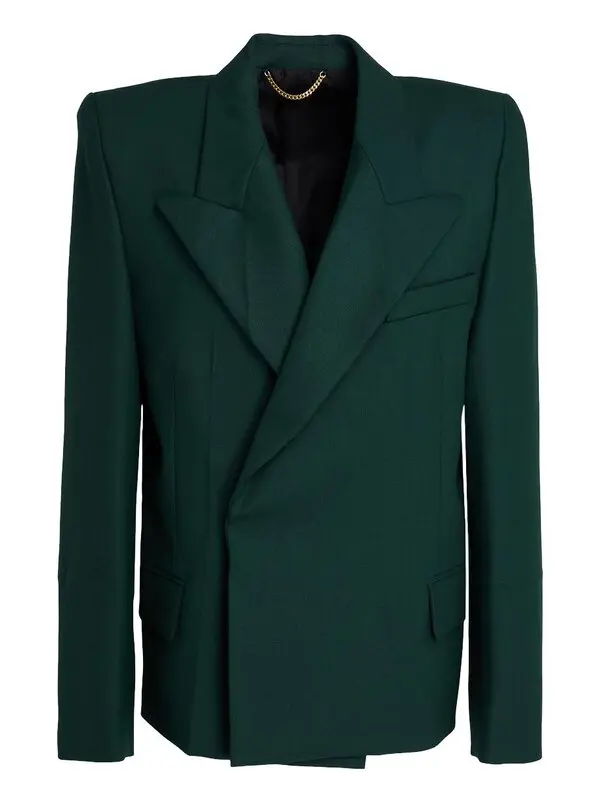 Victoria Beckham Double-breasted Twill Blazer - Forest Green