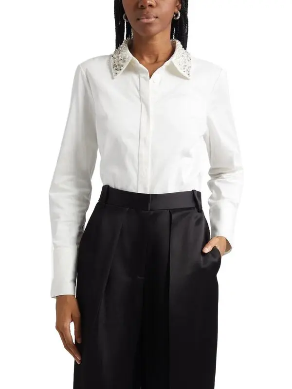 Ramy Brook Wendy Beaded Collar Shirt - White