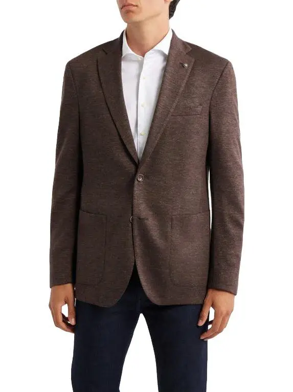 JACK VICTOR Hartford Mélange Knit Wool & Silk Blend Sport Coat - Brown
