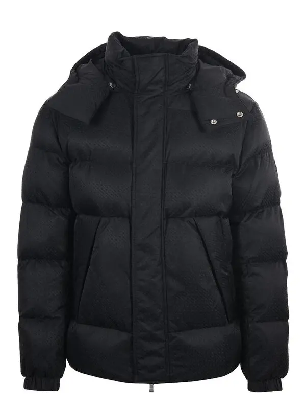 BOSS Quilted Nylon Jacket With Monogram Pattern - Black