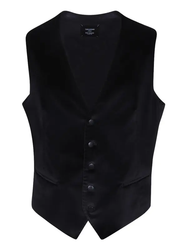 Tagliatore Velvet Gilet - Black