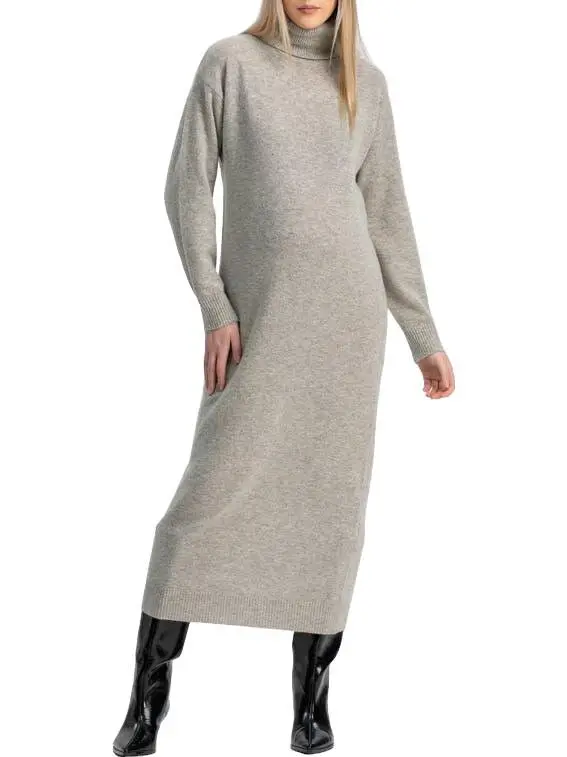 PIETRO BRUNELLI Gressoney Long Sleeve Maternity Sweater Dress - Light Grey