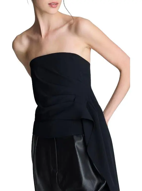 KENNETH COLE Asymmetric Hem Strapless Top - Black
