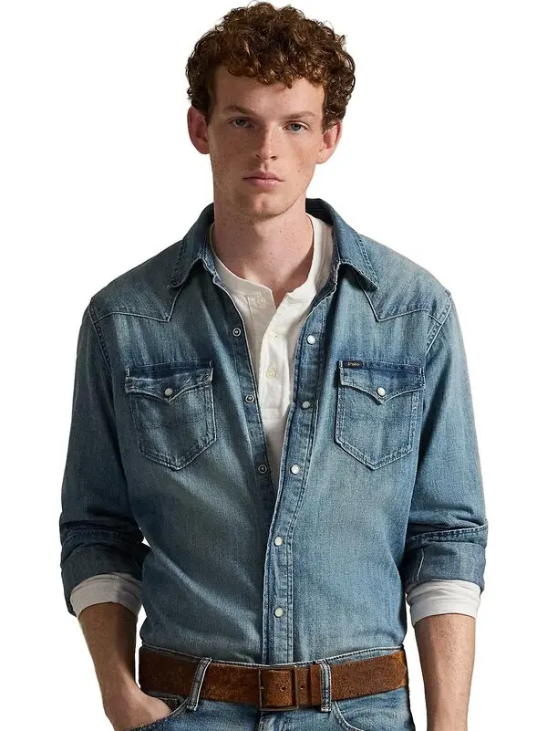 Ralph Lauren Slub Denim Western Shirt - Rl Western