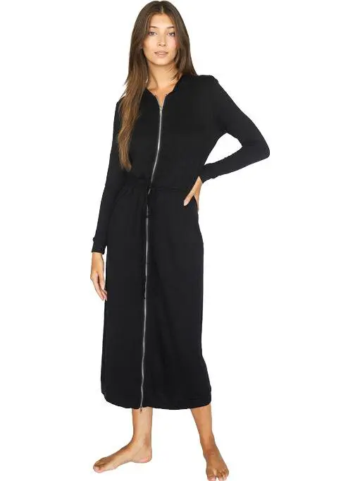 BY TESS COLLECTION Hoodie Maxi Dress - Black