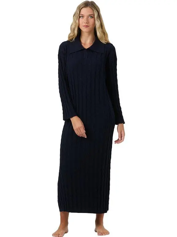 BY TESS COLLECTION Rib-textured Knit Maxi Dress - Navy