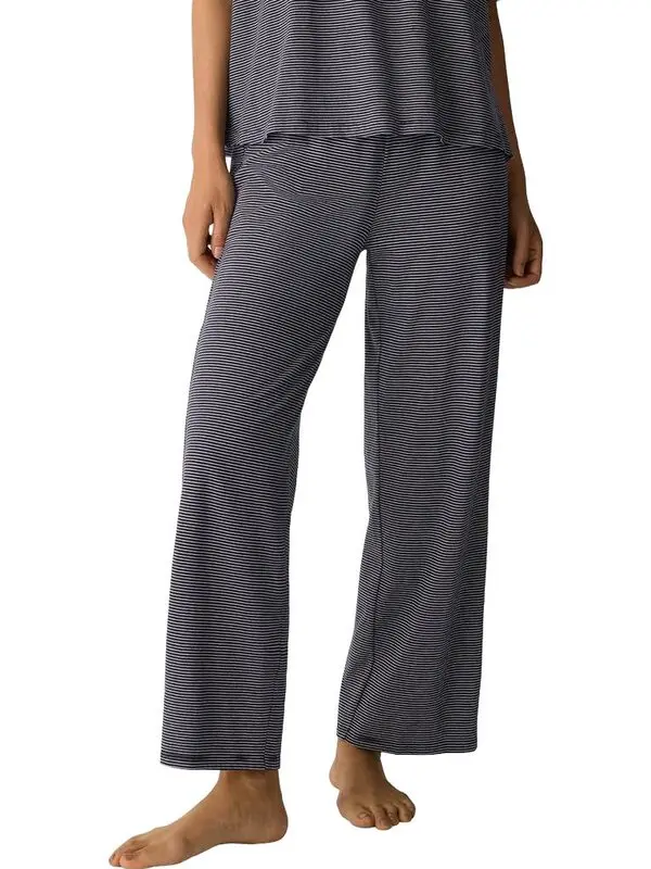 Eileen Fisher Organic Cotton Stripe Ankle Pant - Ink