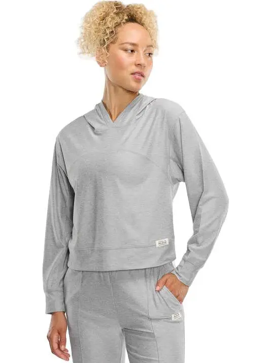 PELOTON Curved Yoke Pullover Hoodie - Light Heather Grey