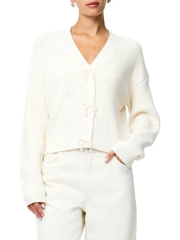 French Connection Bow Embellished Cardigan - Porcelain Cream