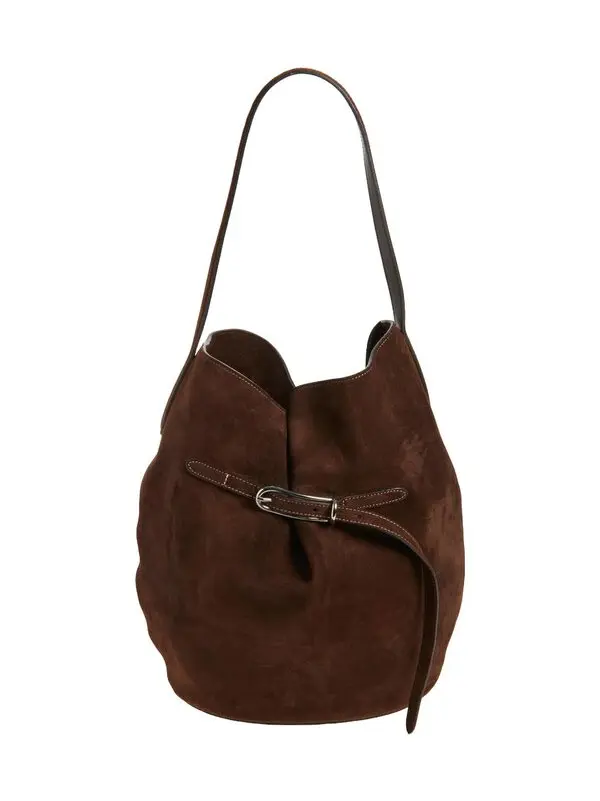 LIFFNER Large Belted Bucket Bag - Dark Brown