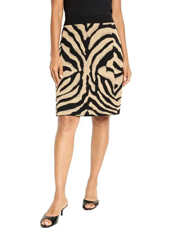 NIC+ZOE Knee-length Zebra Stripe Knit Skirt - Neutral Multi