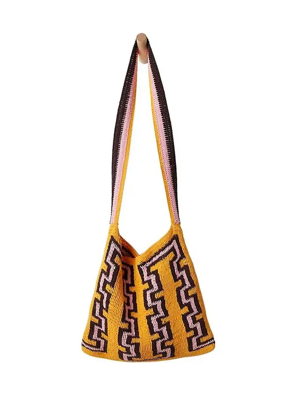 BEK + MERI Fishbone Woven Tote Bag - Yellow Mix