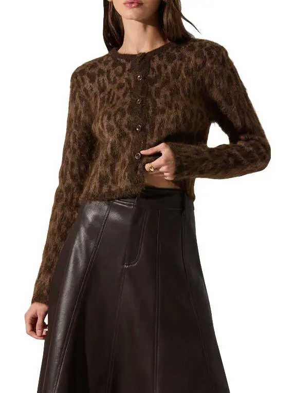 Astr The Label Katria Cheetah Print Cardigan - Brown Cheetah Print