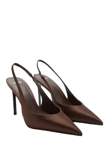 Mango Mica Pointed Toe Slingback Pumps - Chocolate