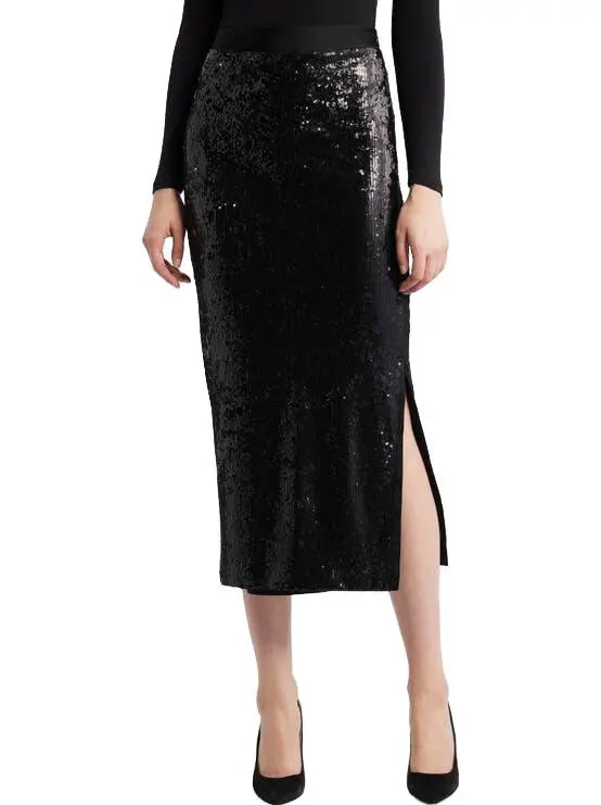BOSS Sequin Midi Skirt - Black