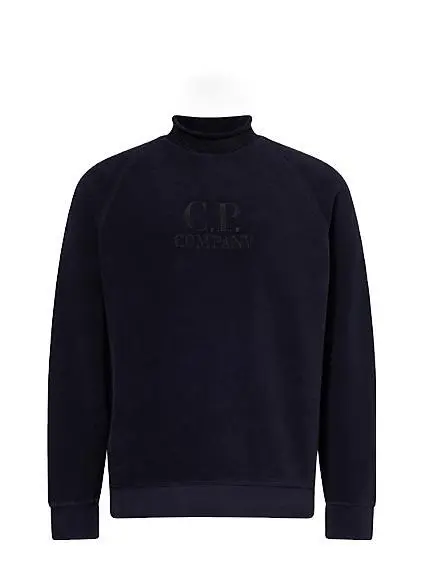 C.P. COMPANY Embroidered-logo Brushed-fleece Sweatshirt - Total Eclipse
