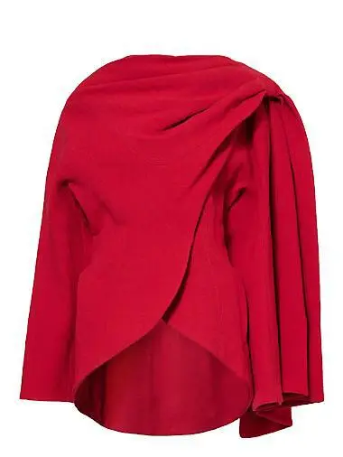 MUGLER Scarf Draped Wool Jacket - Red