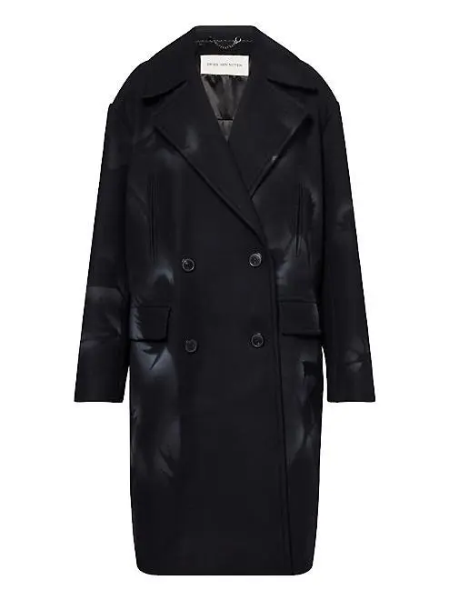 Dries Van Noten Notch-lapel Relaxed-fit Wool-blend Coat - Black