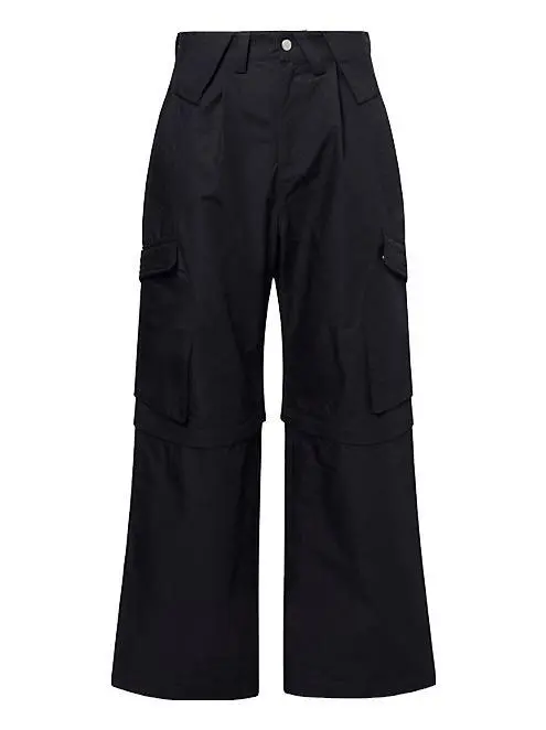 BASKETCASE Dolly Cargo Wide-leg Cotton Trousers - Black