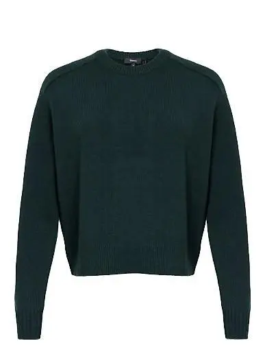 Theory Cropped Crewneck Cashmere Jumper - Viridian