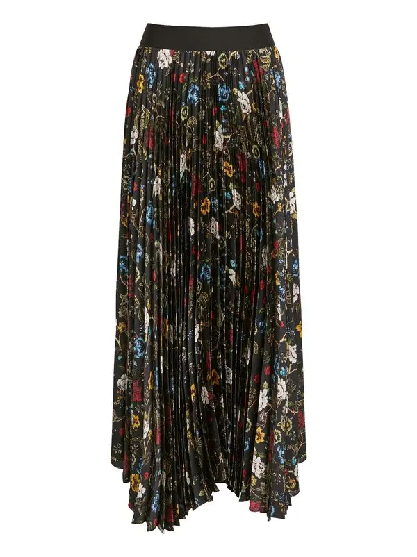 Alice + Olivia Floral-print Satin Maxi Skirt - Black