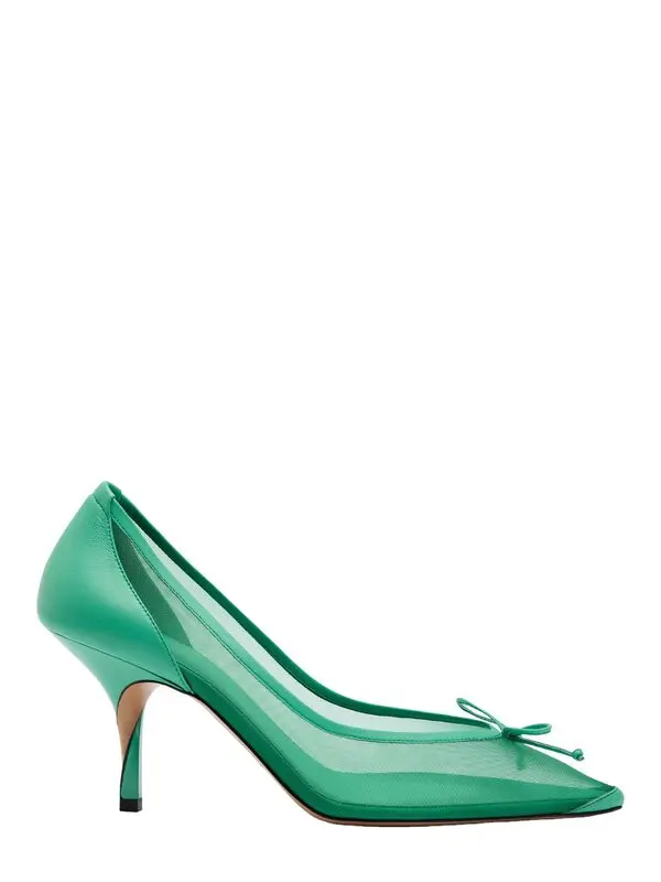 Jacquemus Les Escarpins Tourni Mesh And Leather Pumps - Mint