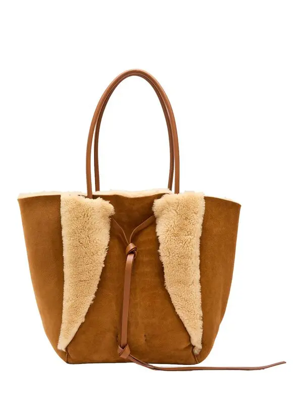 Gabriela Hearst Marija Shearling And Suede Tote Bag - Tan