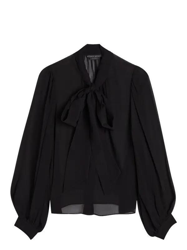 Alice + Olivia Semi-sheer Chiffon Blouse - Black