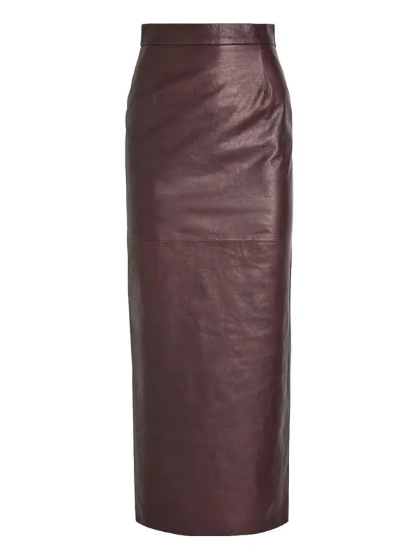 SKIIM Leather Maxi Skirt - Burgundy