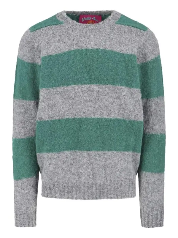Howlin' Striped Fine Wool Sweater - Grey