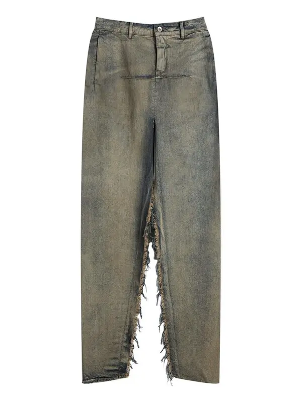 Rick Owens Denim Sliced Maxi Skirt - Dirty Hustler