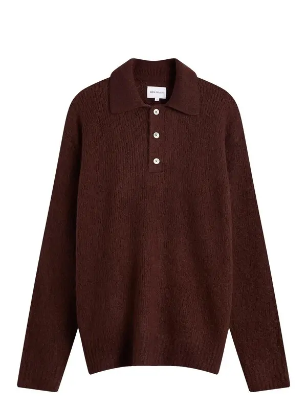 Norse Projects Rasmus Relaxed Brushed Polo - Mahogany
