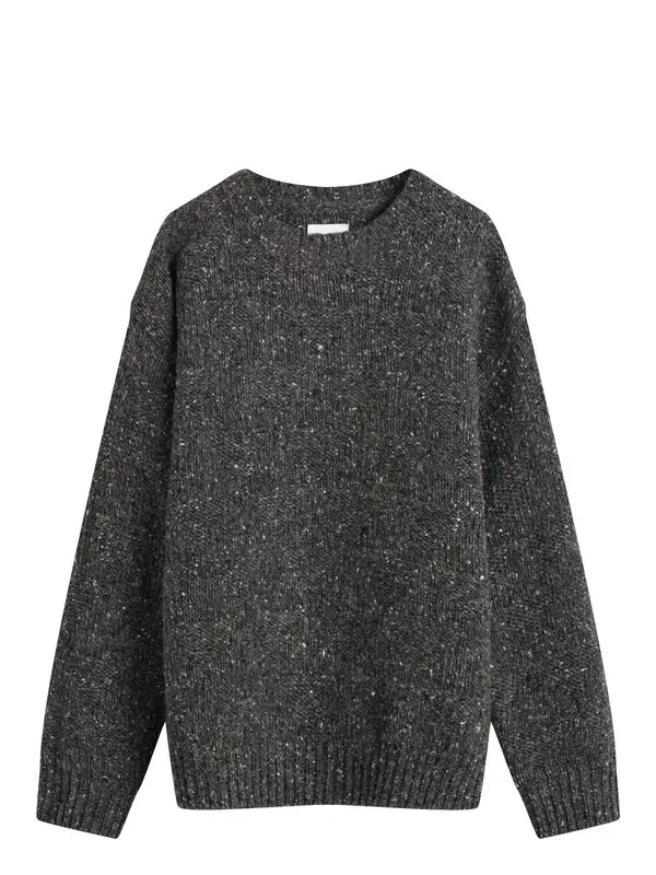 Norse Projects Jonas Donegal Diamond Sweater - Charcoal Grey