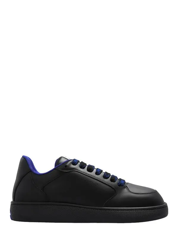 Burberry Leather Stock Sneakers With Equestrian Knight - Black