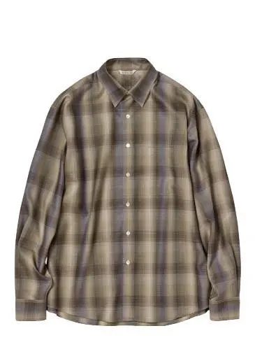 Auralee Super Light Wool Shirt - Brown/blue/check