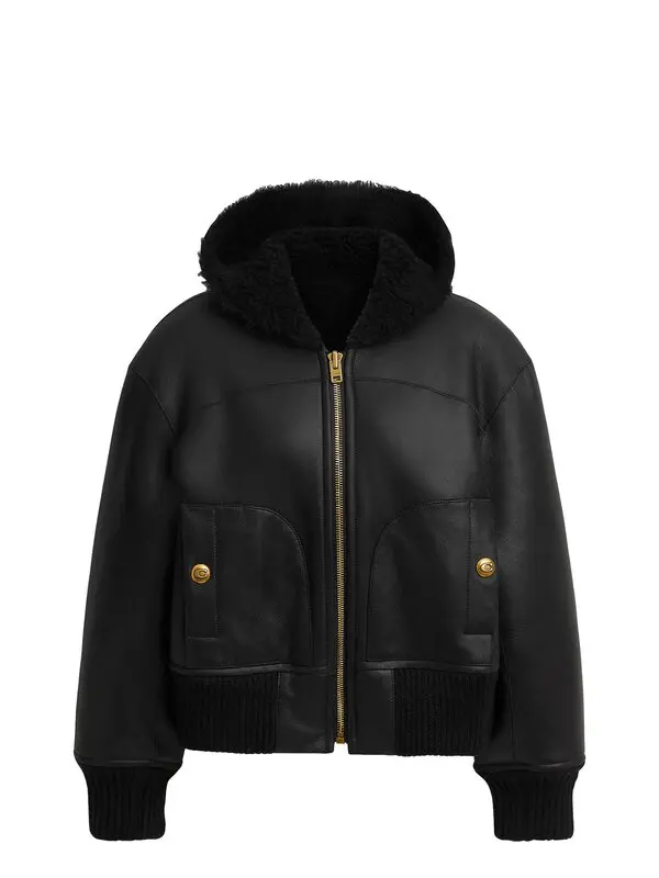 COACH Reversible Shearling Hoodie - Black
