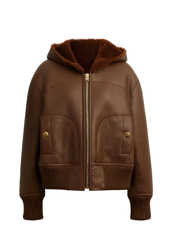 COACH Reversible Shearling Hoodie - Brown