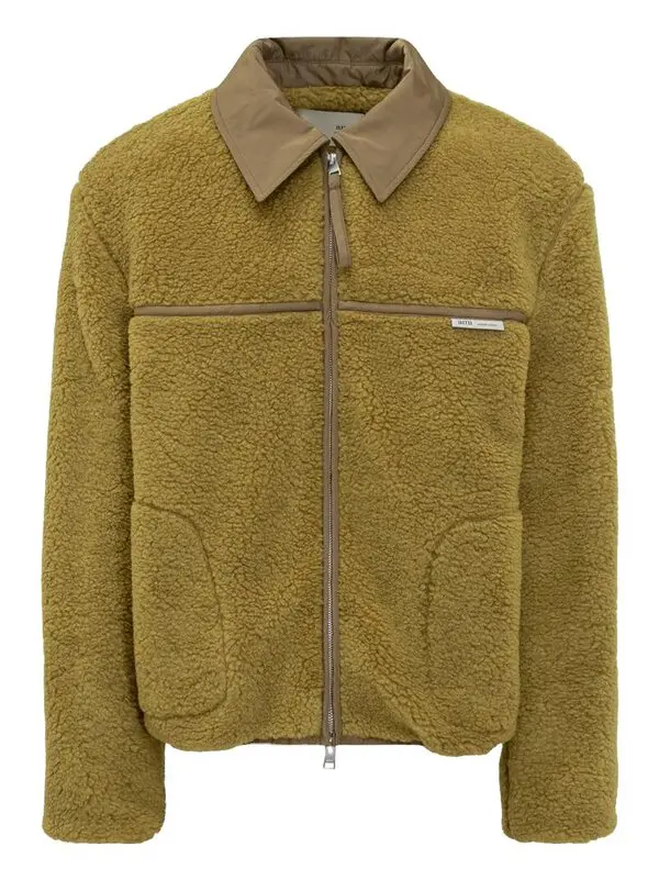 Ami Shearling Jacket With Contrast Collar - Green