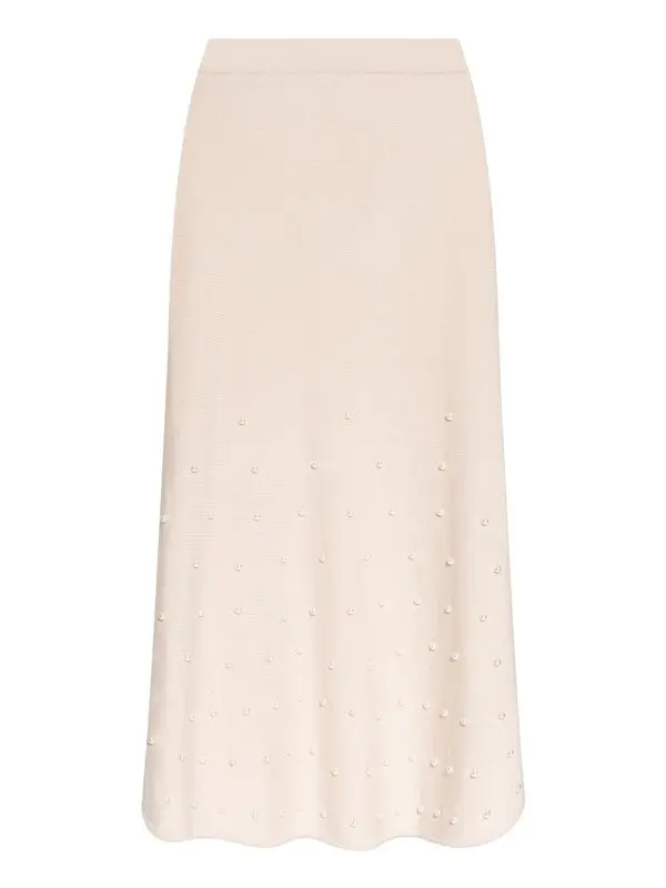 Zimmermann Wool Skirt With Appliqués - Cream