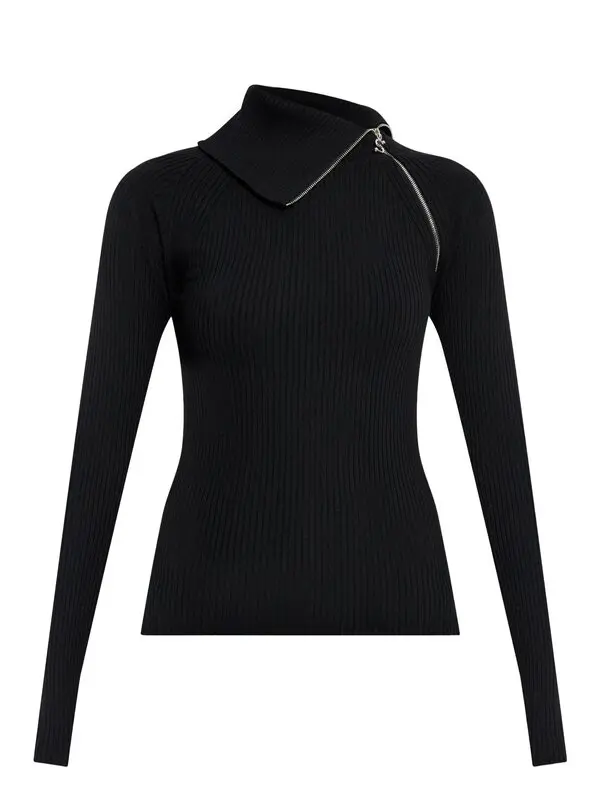 Sportmax Pinna Ribbed Wool Sweater - Black