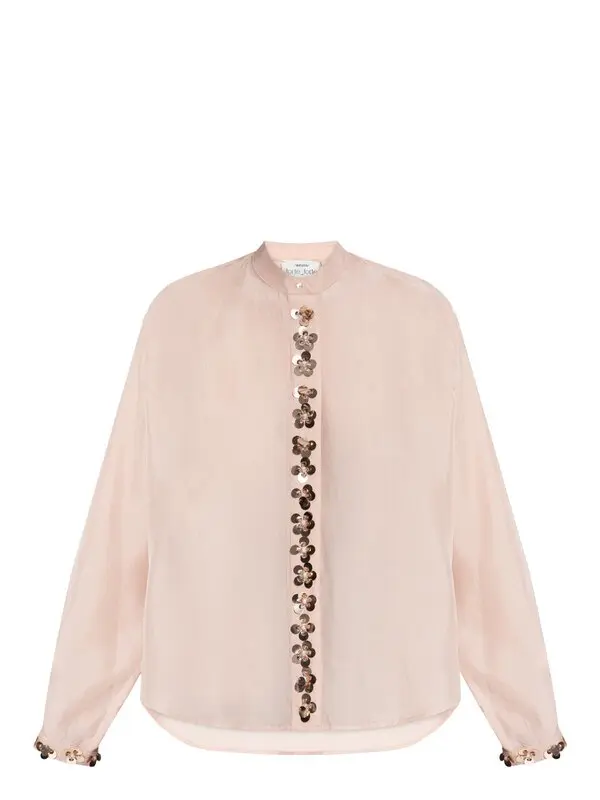 FORTE_FORTE Silk Appliqué Shirt - Pink