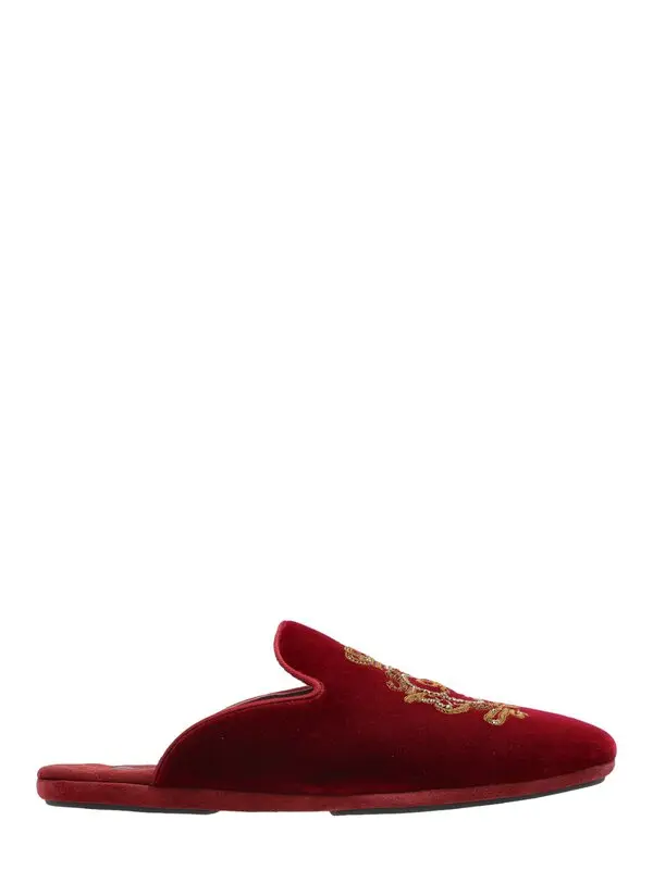 Dolce & Gabbana Velvet Mules With Appliqu - Burgundy
