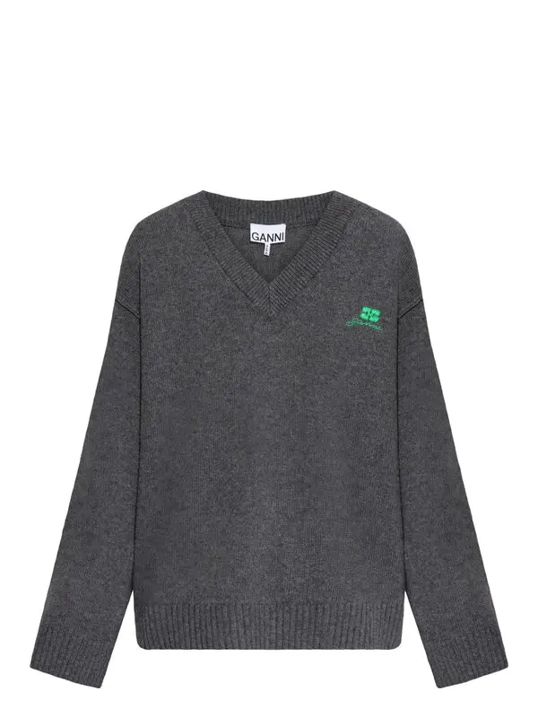 GANNI Logo Sweater - Grey