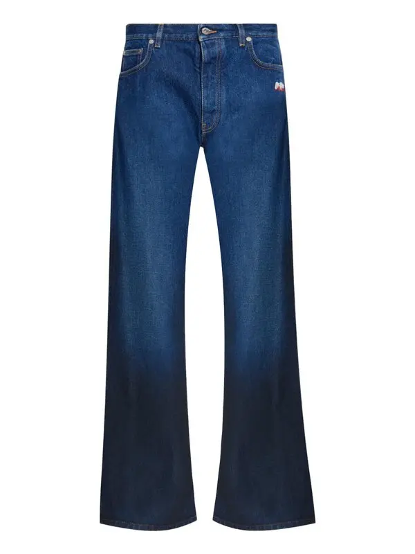 Off-White Jeans With Logo - Navy Blue