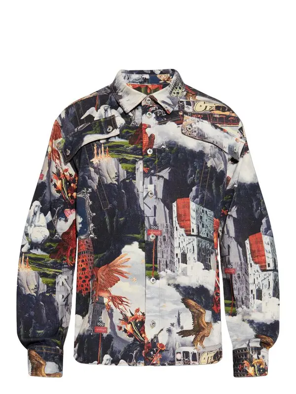 Off-White Shirt With A Pattern - Multicolour